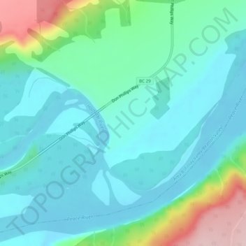Mapa topográfico Attachie, altitud, relieve
