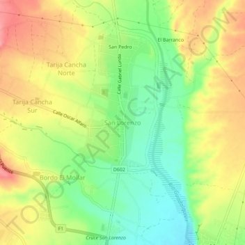 Mapa topográfico San Lorenzo, altitud, relieve