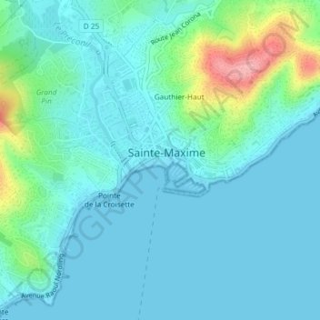 Mapa topográfico Paris Plage, altitud, relieve