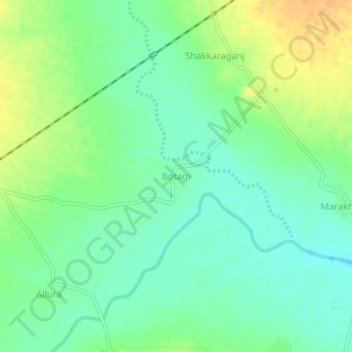 Mapa topográfico Botagi, altitud, relieve