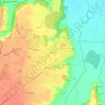 Mapa topográfico La Ruette, altitud, relieve
