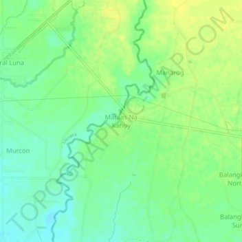 Mapa topográfico Mataas Na Kahoy, altitud, relieve