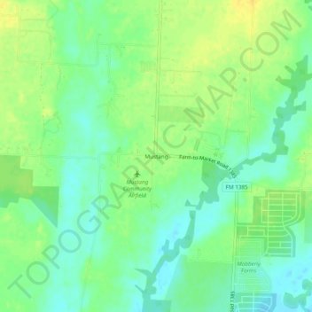 Mapa topográfico Mustang, altitud, relieve