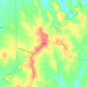 Mapa topográfico Panola, altitud, relieve