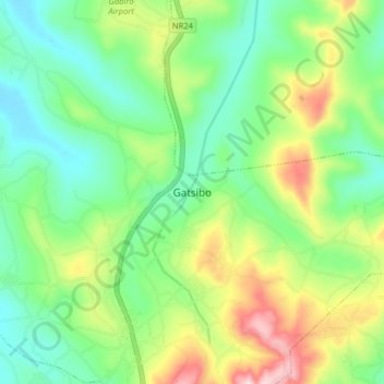 Mapa topográfico Gatsibo, altitud, relieve