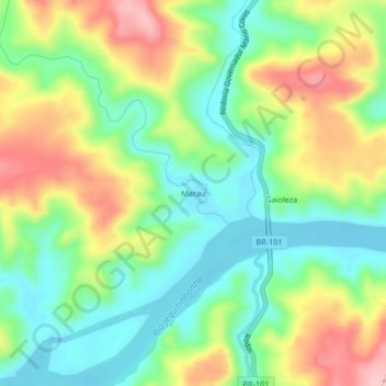 Mapa topográfico Marau, altitud, relieve