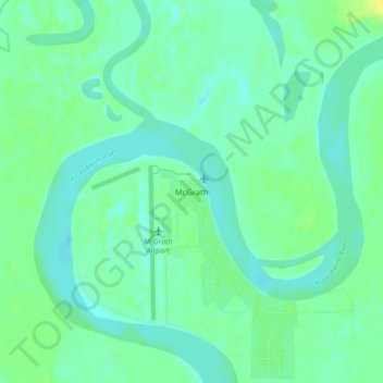 Mapa topográfico McGrath, altitud, relieve