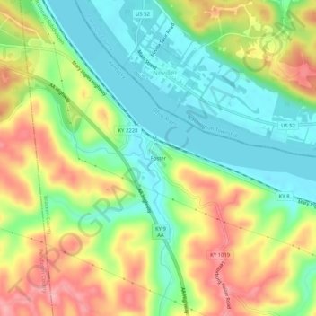 Mapa topográfico Foster, altitud, relieve