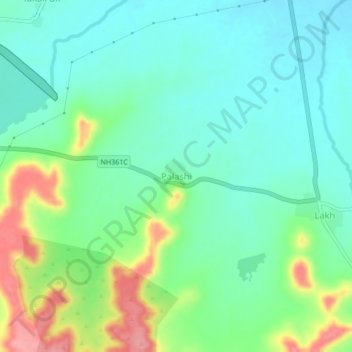 Mapa topográfico Palashi, altitud, relieve