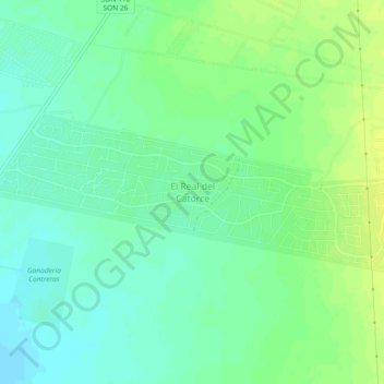 Mapa topográfico El Real del Catorce, altitud, relieve