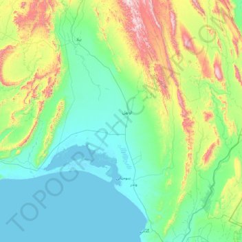 Mapa topográfico Lasbela District, altitud, relieve