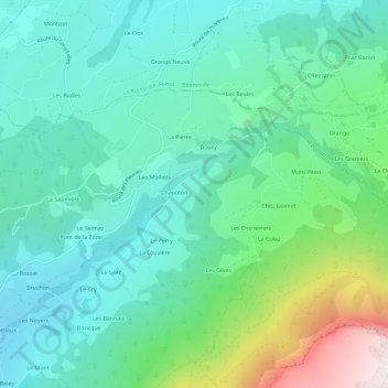 Mapa topográfico La Croze, altitud, relieve