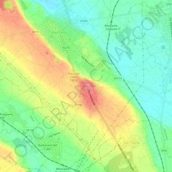 Mapa topográfico Montesardo, altitud, relieve