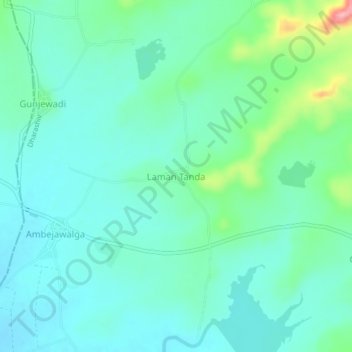 Mapa topográfico Laman Tanda, altitud, relieve