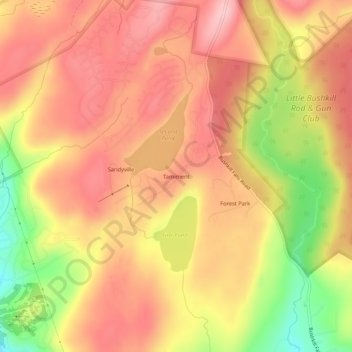 Mapa topográfico Tamiment, altitud, relieve