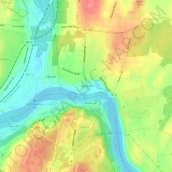 Mapa topográfico Rexford, altitud, relieve