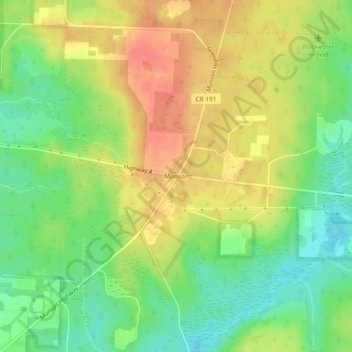 Mapa topográfico Munson, altitud, relieve