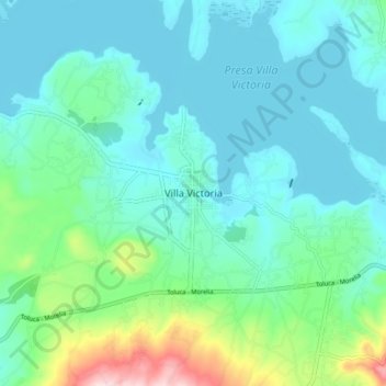 Mapa topográfico Villa Victoria, altitud, relieve