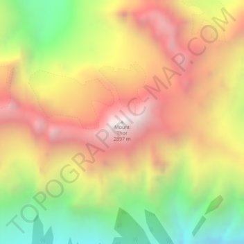 Mapa topográfico Mount Thor, altitud, relieve