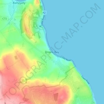Mapa topográfico Drains Bay, altitud, relieve