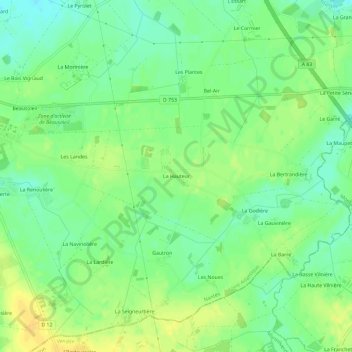 Mapa topográfico La Hauteur, altitud, relieve