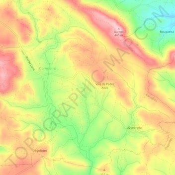 Mapa topográfico Vale de Santiago, altitud, relieve