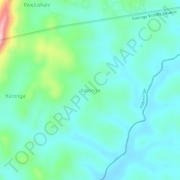 Mapa topográfico Katonga, altitud, relieve