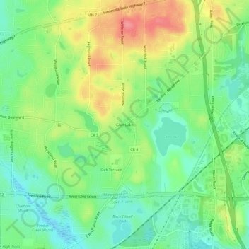 Mapa topográfico Glen Lake, altitud, relieve
