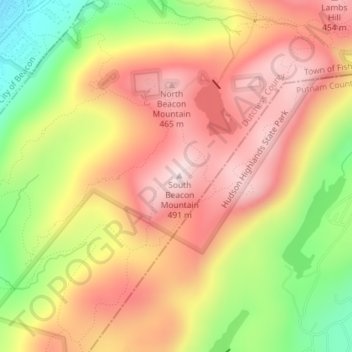 Mapa topográfico Mt. Beacon Fire Observation Tower, altitud, relieve