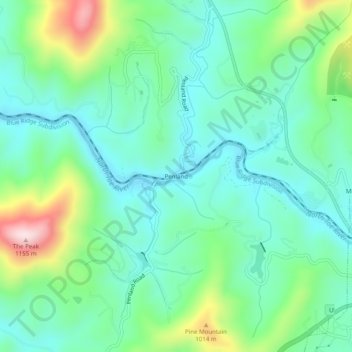 Mapa topográfico Penland, altitud, relieve