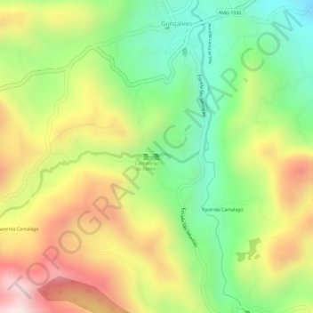Mapa topográfico Cachoeira Sete Quedas, altitud, relieve
