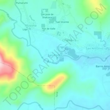 Mapa topográfico San Pedro, altitud, relieve