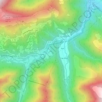 Mapa topográfico Sets, altitud, relieve