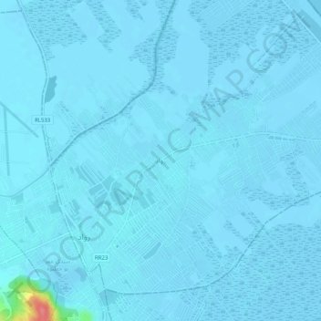 Mapa topográfico Raoued, altitud, relieve