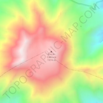 Mapa topográfico Volcán Calbuco, altitud, relieve