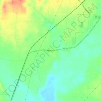 Mapa topográfico Midway, altitud, relieve