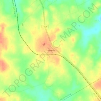 Mapa topográfico Elevation, altitud, relieve