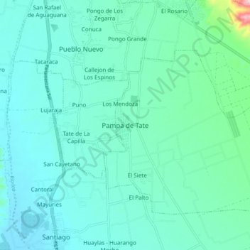 Mapa topográfico Pampa de Tate, altitud, relieve
