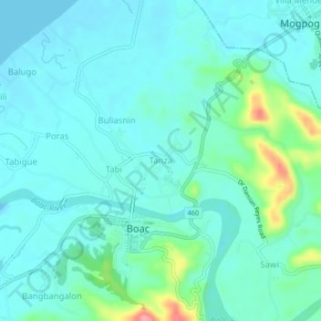 Mapa topográfico Tanza, altitud, relieve