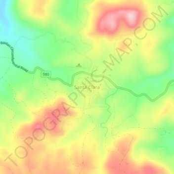 Mapa topográfico Santa Clara, altitud, relieve