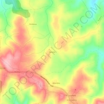 Mapa topográfico Maceira, altitud, relieve