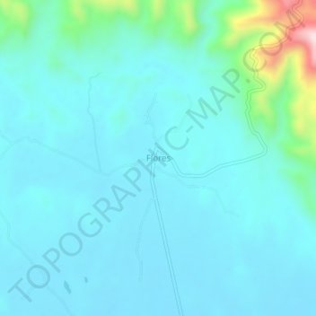 Mapa topográfico Flores, altitud, relieve