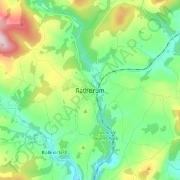 Mapa topográfico Rathdrum, altitud, relieve