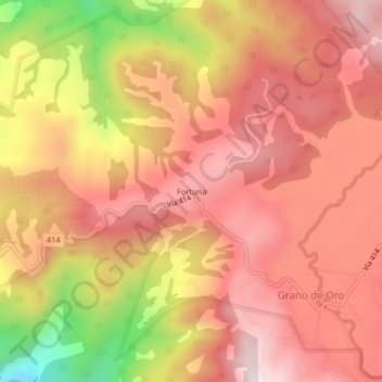 Mapa topográfico Fortuna, altitud, relieve