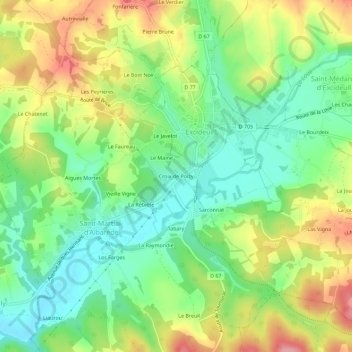 Mapa topográfico Croix de Poizy, altitud, relieve