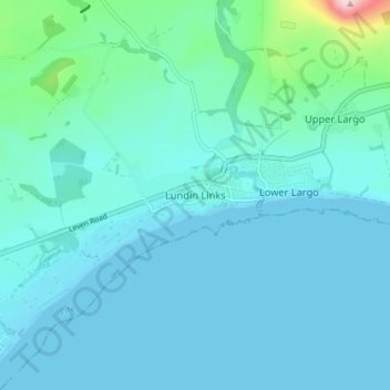 Mapa topográfico Lundin Links, altitud, relieve