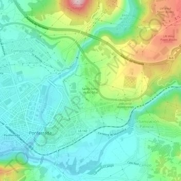 Mapa topográfico Santo Tomás de las Ollas, altitud, relieve