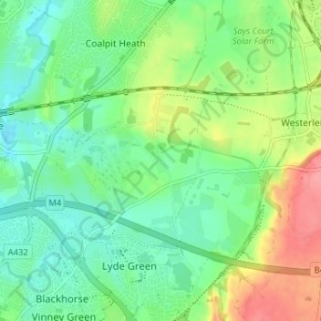 Mapa topográfico Henfield, altitud, relieve