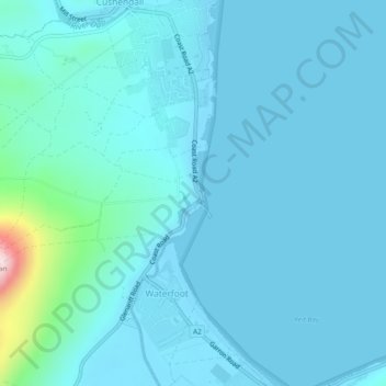 Mapa topográfico Red Bay Castle, altitud, relieve