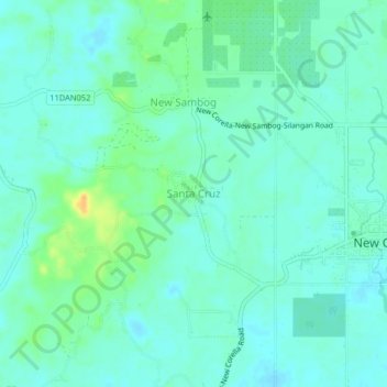 Mapa topográfico Santa Cruz, altitud, relieve